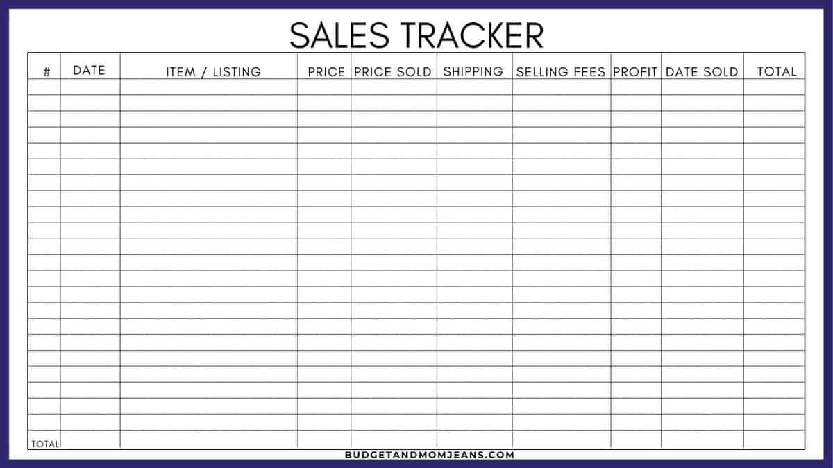 Free Printable Sales Tracker For Your Reselling Business